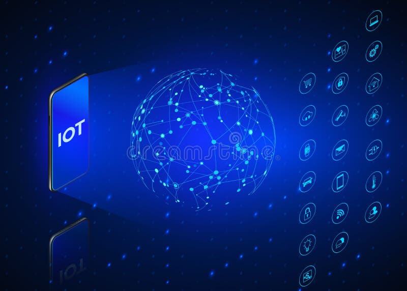 IOT. Internet of Things Isometric Icons Set. Monitoring and Control All ...