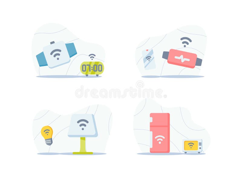 Iot Internet of Things Technology Simple Icon Set Concept with 4 ...