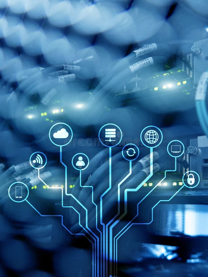 Telecommunication Concept with Abstract Network Structure and Server ...