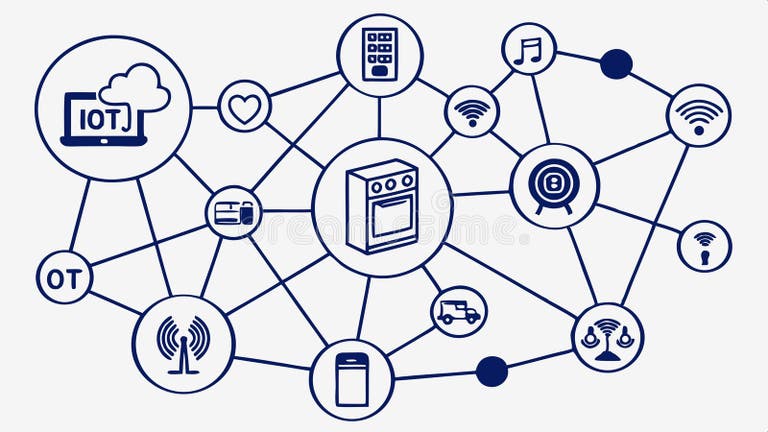 IoT Network Diagram, Internet of Things, Connected Devices and Smart ...