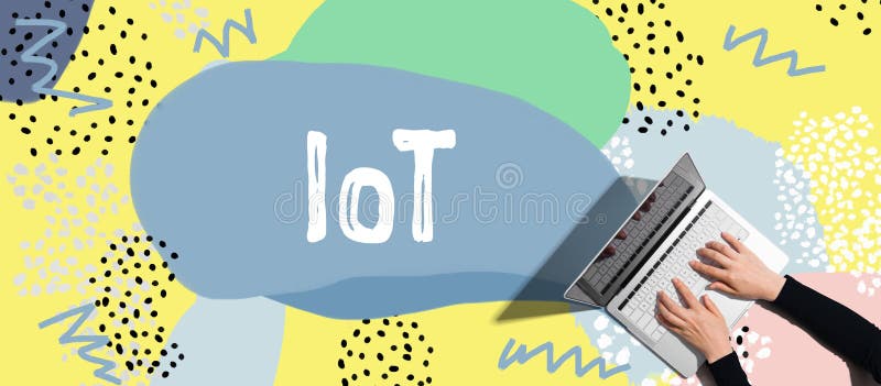 IoT with Person Using Laptop Stock Photo - Image of minimal, database ...