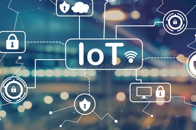 IoT Theme with Blurred City Lights Stock Image - Image of blur, secure ...