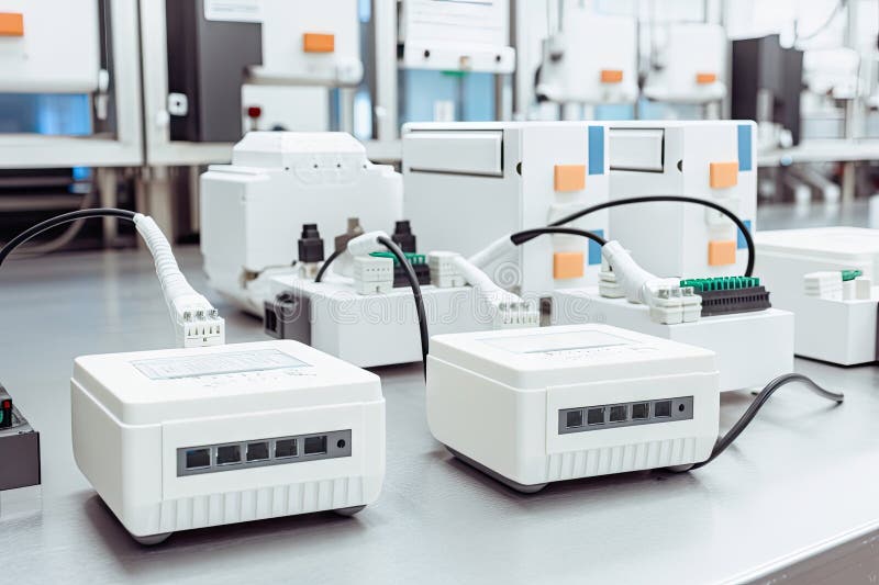 Iot Sensors And Monitoring Equipment In Factory Measuring Temperature