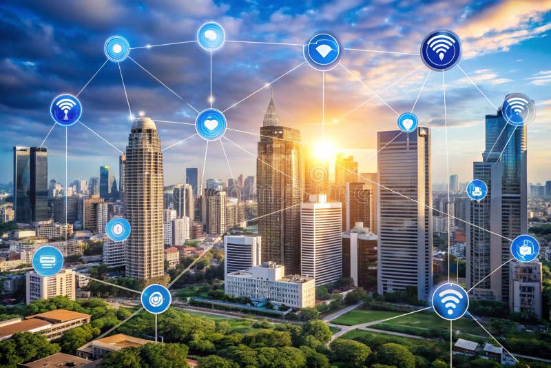 IoT and Smart City Concept: Wireless Networking and Wifi Stock ...