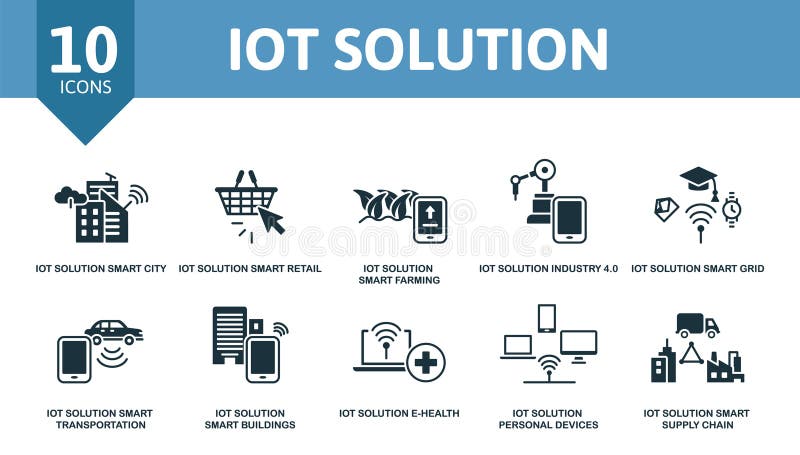 Iot Solution Set Icon. Contains Iot Solution Illustrations Such As ...