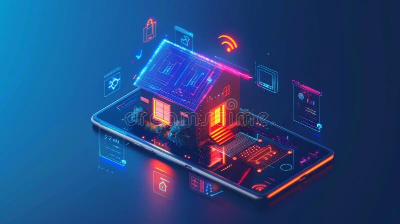 IoT Technology Controlled Smart Home Smartphone. Internet of Things ...