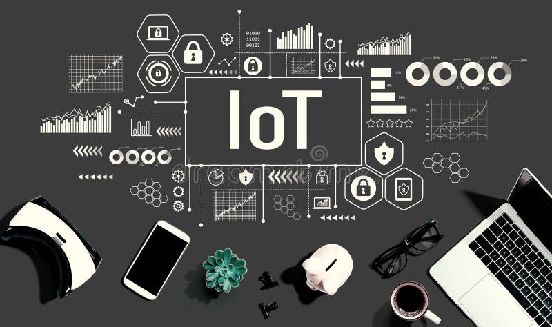 IoT Theme with Electronic Gadgets and Office Supplies Stock Image ...