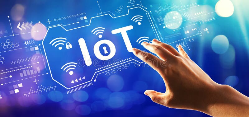 IoT Theme with Hand Pressing a Button Stock Illustration - Illustration ...