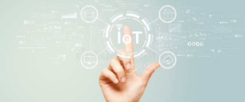 IoT Theme with Hand Pressing a Button Stock Image - Image of press ...