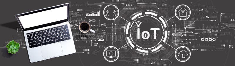 IoT Theme with a Laptop Computer Stock Photo - Image of safety, icon ...