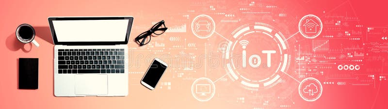 IoT Theme with a Laptop Computer Stock Image - Image of minimal ...