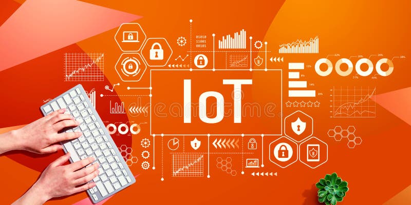 IoT Theme with Person Using Computer Keyboard Stock Image - Image of ...