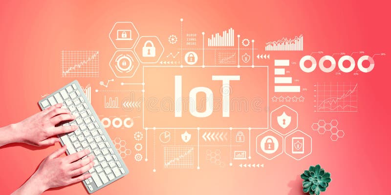 IoT Theme with Person Using Computer Keyboard Stock Photo - Image of ...