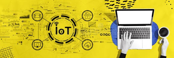 IoT Theme with Person Using a Laptop Stock Photo - Image of cyber ...