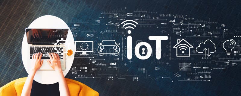 IoT Theme with Person Using a Laptop Stock Photo - Image of technology ...