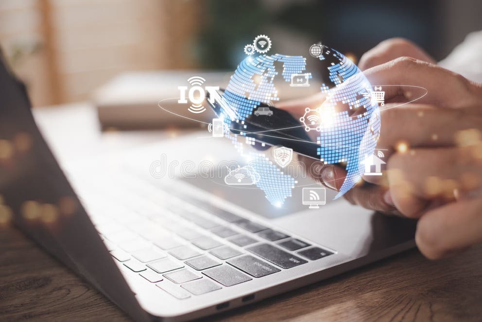 IOT Virtual Screen Interface. Internet of Things or IOT Technology ...