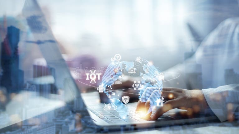 IOT Virtual Screen Interface. Internet of Things or IOT Technology Concept, with Icons of ...