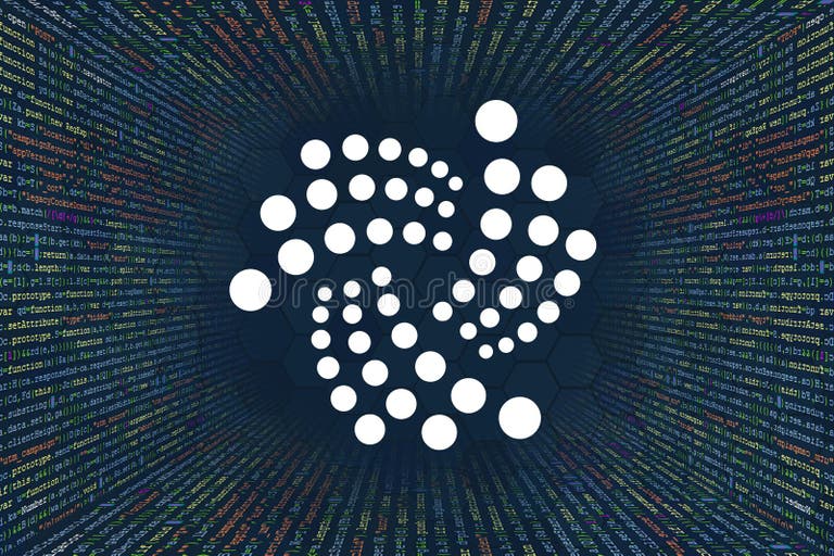 IOTA, MIOTA Cryptocurrency Symbol. a Tunnel from a Computer Program ...