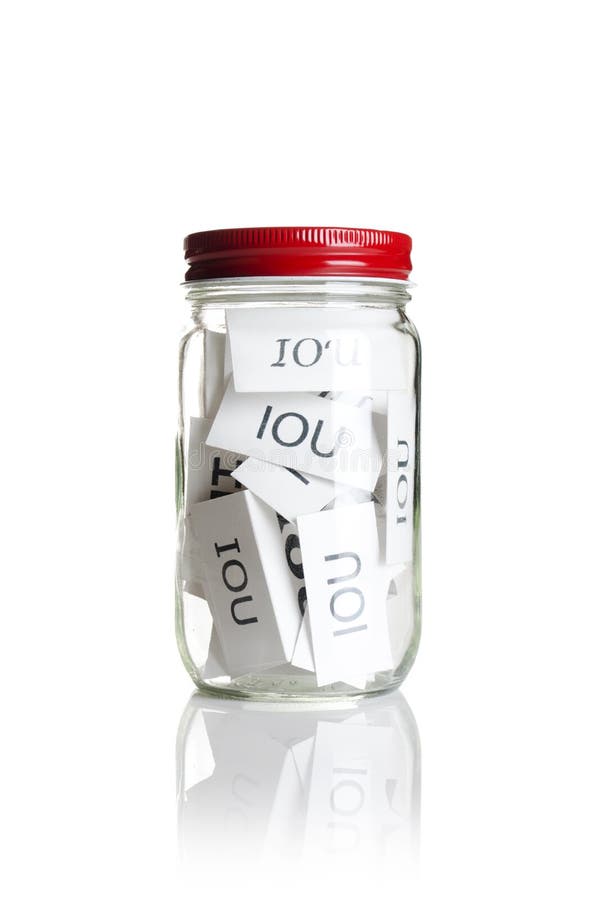 IOUâ€™s in a jar stock image. Image of life, indebtedness - 34910949