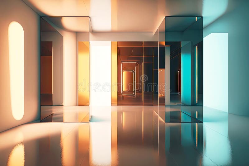 Ious 3d Rendering Minimal Room with Reflective Floor and Light Walls ...