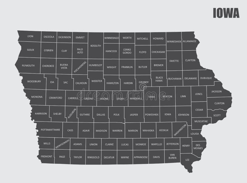 US Iowa county map stock vector. Illustration of diagram - 280697193