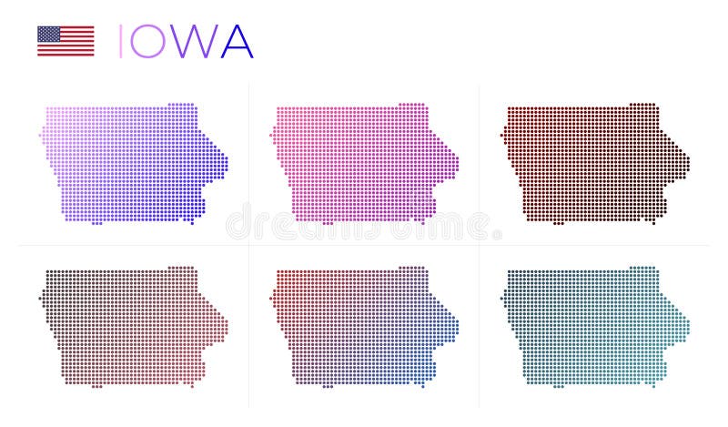 Iowa dotted map set. stock vector. Illustration of geography - 240821981