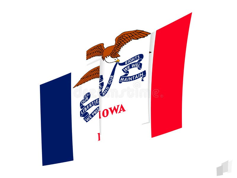 Iowa Flag in an Abstract Ripped Design. Modern Design of the Iowa Flag ...