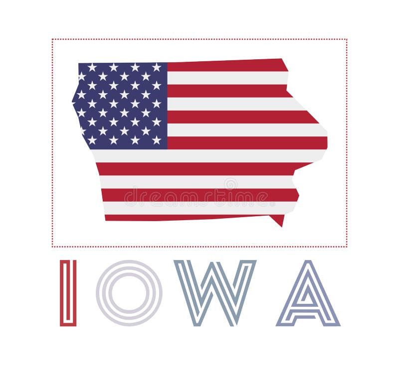 Iowa Logo. Map of Iowa with Us State Name and. Stock Vector ...