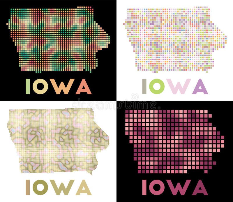 Iowa dotted map set. stock vector. Illustration of geography - 240821981