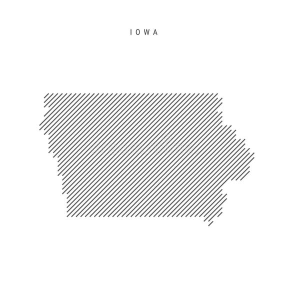 Iowa Map from Pattern of Black Slanted Parallel Lines. Flat Vector ...