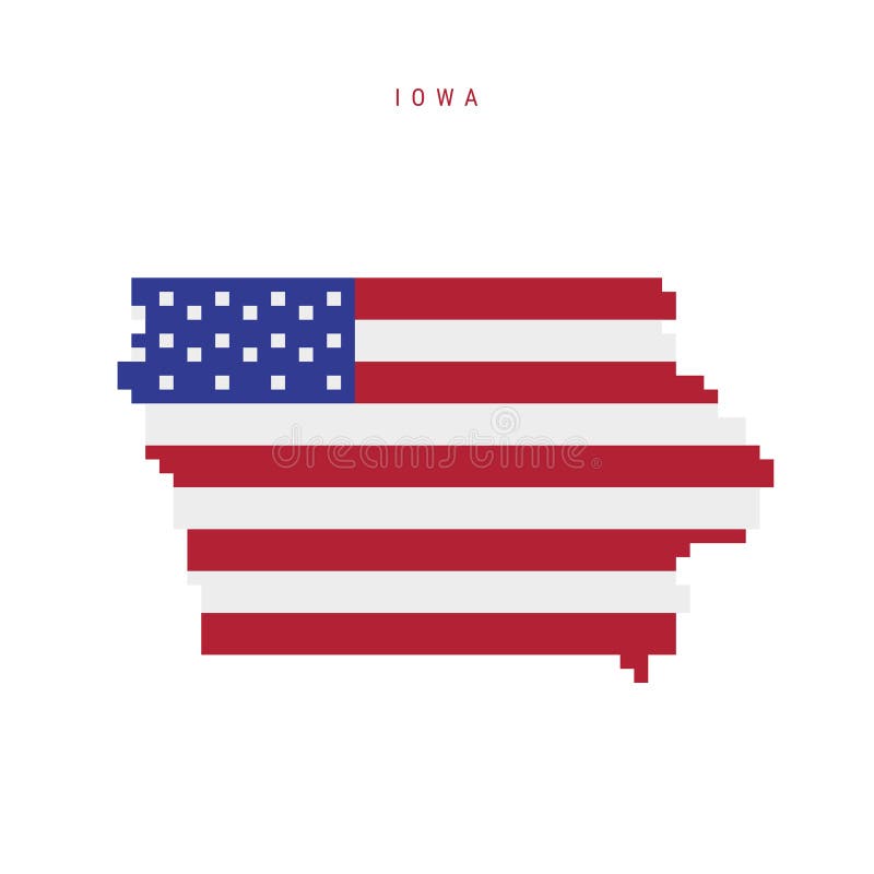 Pixel Map and Flag USA. 8-bit United States of America Patriotic ...