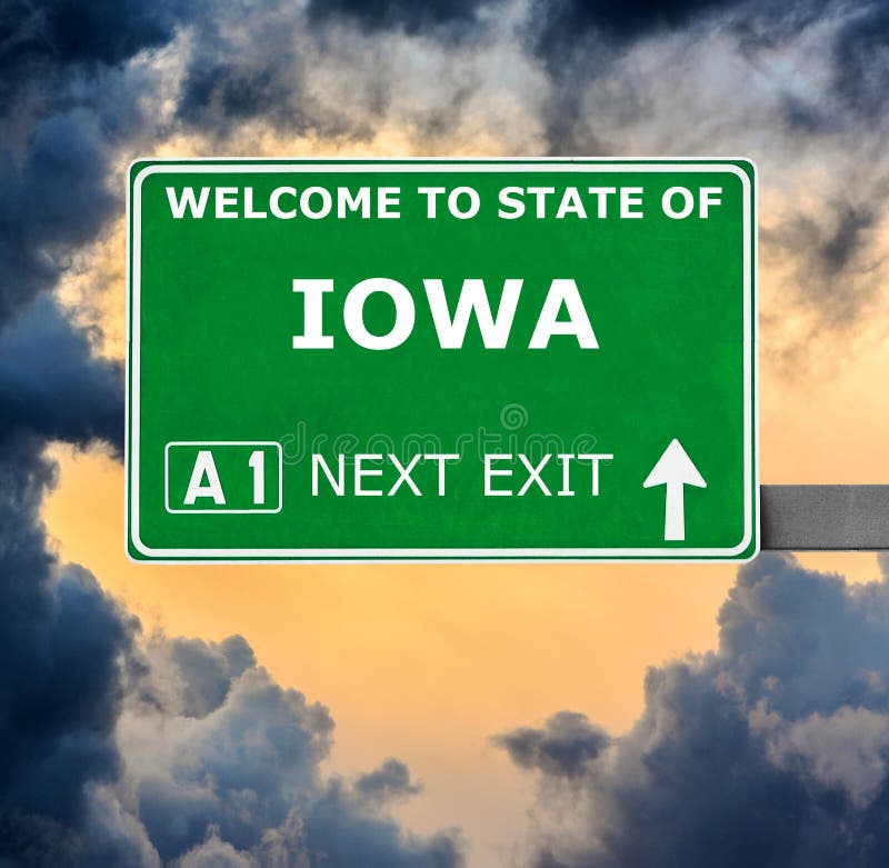 IOWA Road Sign Against Clear Blue Sky Stock Image - Image of metal ...