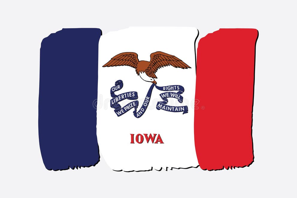 Iowa State Flag with Colored Hand Drawn Lines in Vector Format Stock ...