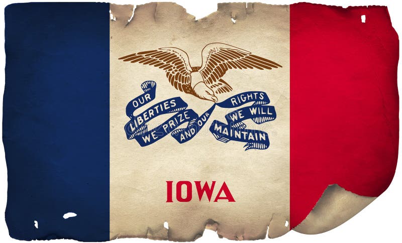 Iowa State Flag on Old Paper Stock Illustration - Illustration of ...