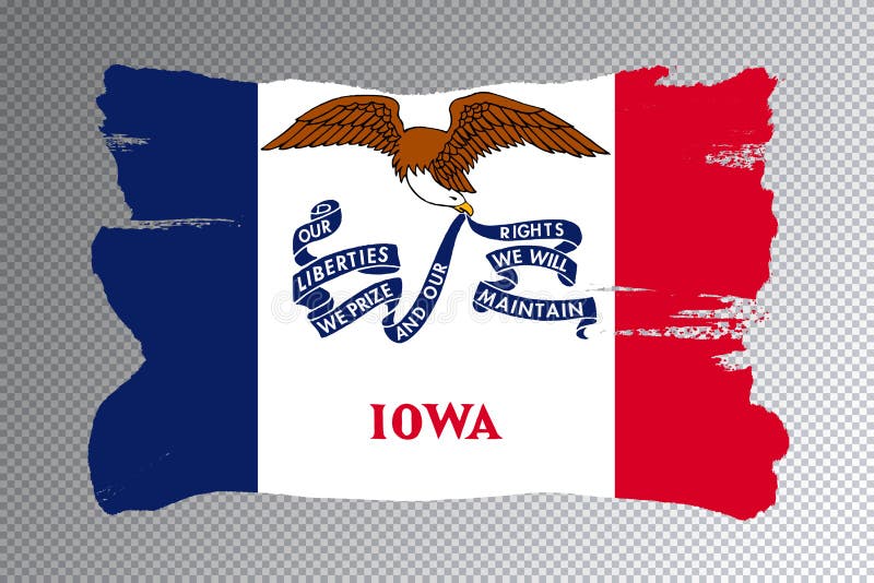 Iowa Flag and Map, Transparent Background Stock Illustration ...