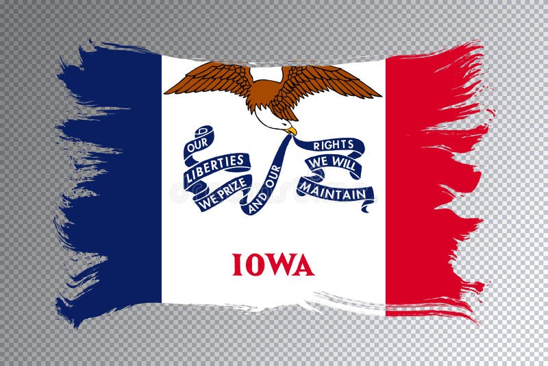 Iowa Flag and Map, Transparent Background Stock Illustration ...