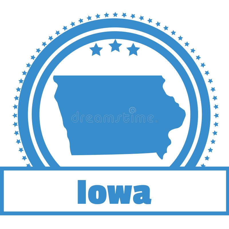 Iowa State Map Label. Vector Illustration Decorative Design Stock ...