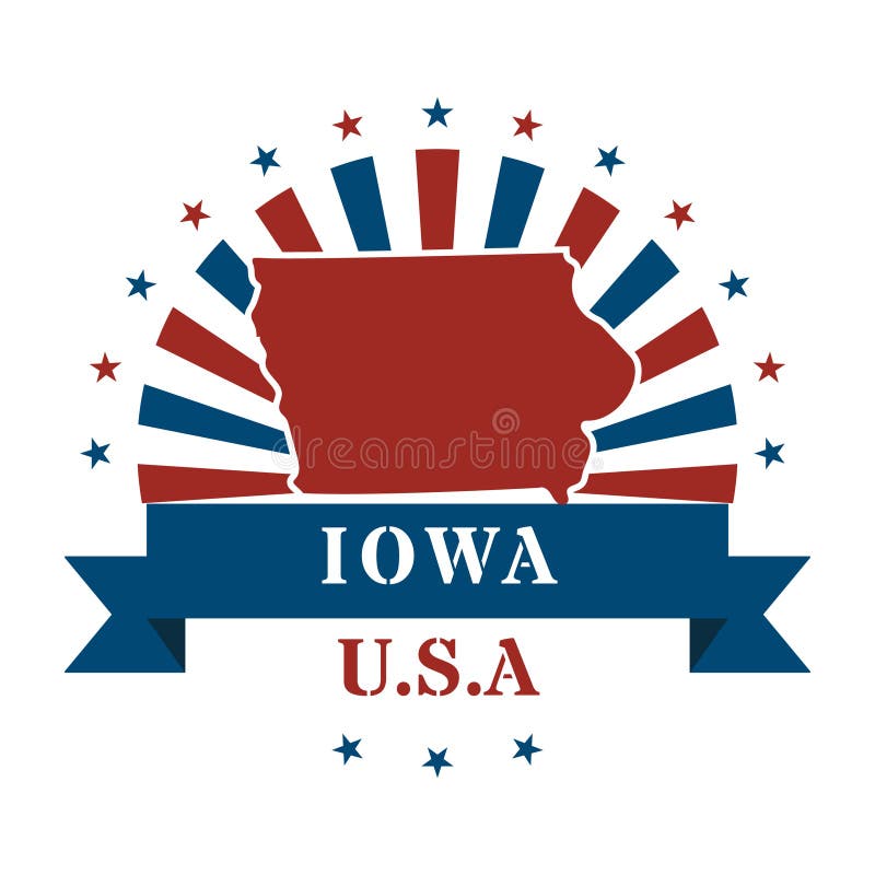 Iowa State Map Label. Vector Illustration Decorative Design Stock ...