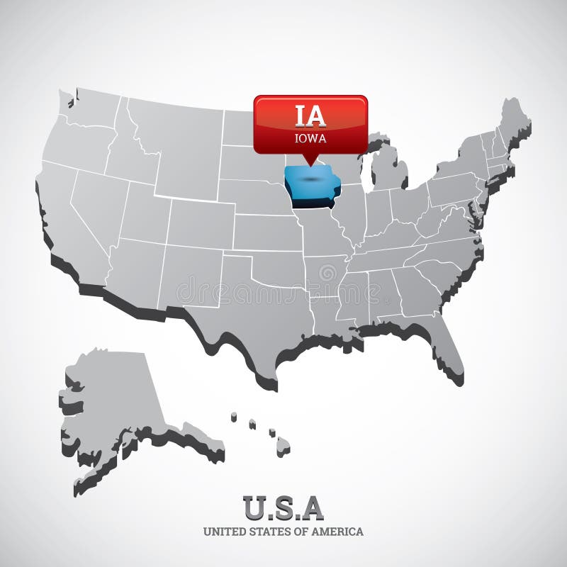 Iowa State on the Map of Usa. Vector Illustration Decorative Design ...