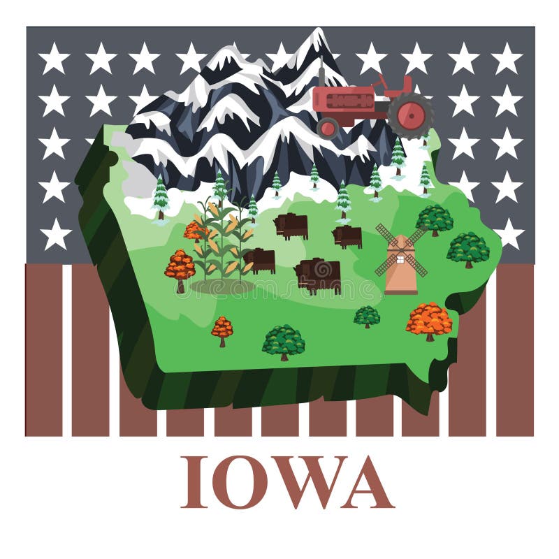 Iowa State Map. Vector Illustration Decorative Design Stock Vector ...