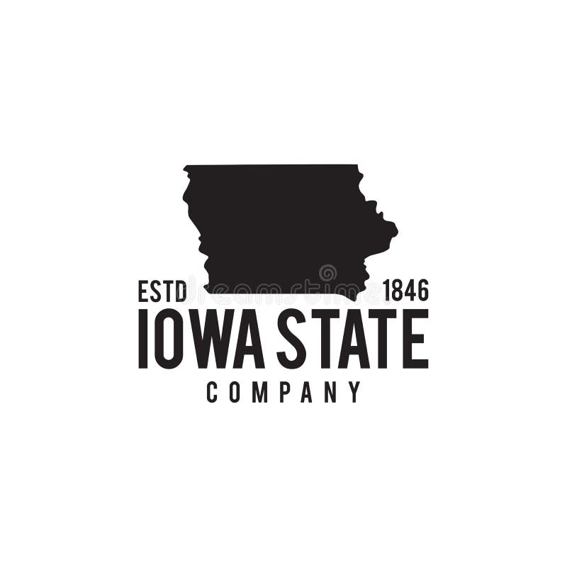 Iowa State Outline Map Logo Design Stock Vector - Illustration of ...