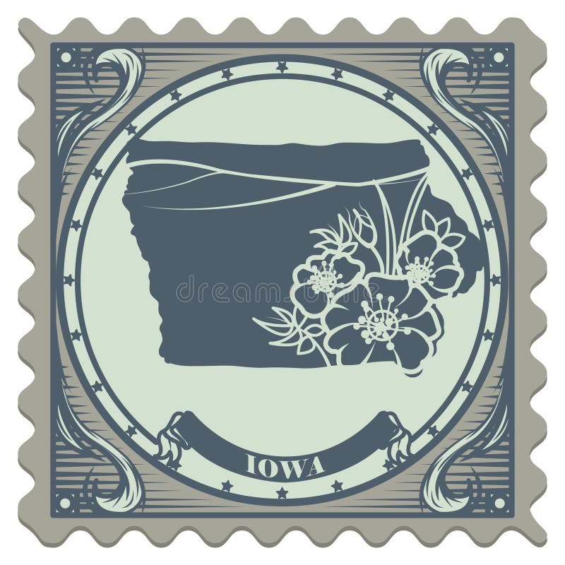 Iowa State Postage Stamp. Vector Illustration Decorative Design Stock ...