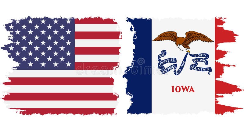 Iowa State and USA Grunge Flags Connection Vector Stock Vector ...