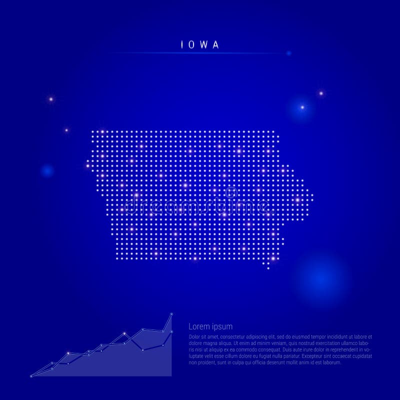 Iowa Map in Dark Color, Oval Map with Neighboring US States Stock ...