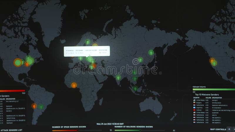 Cyber Attack Map Navigation on Smartphone. Displays Show Various ...