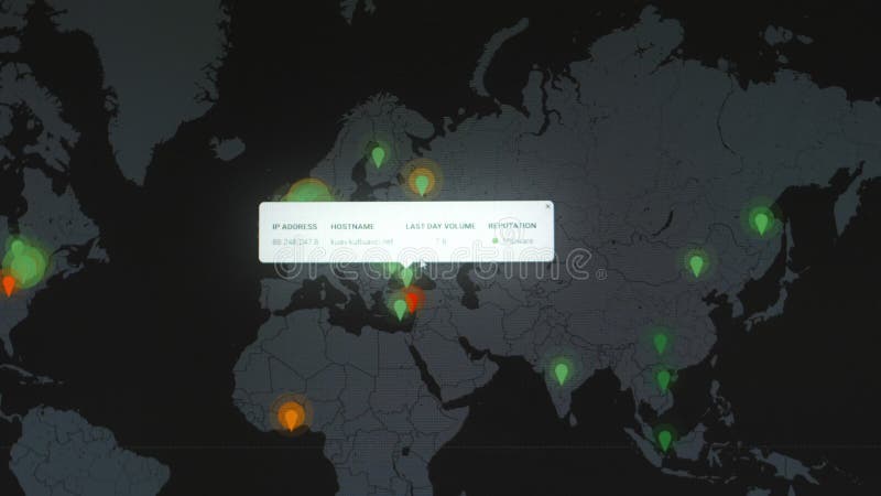 Ip Addresses in Different Regions on the Map. World Map with Different ...