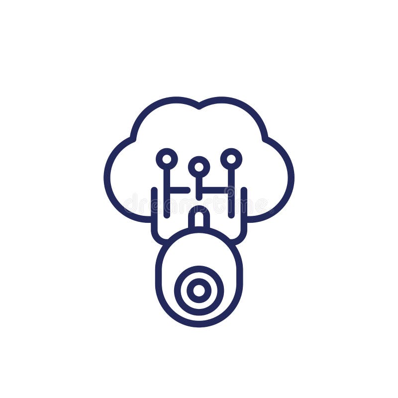 Ip Camera and a Cloud Icon, Line Vector Stock Vector - Illustration of ...
