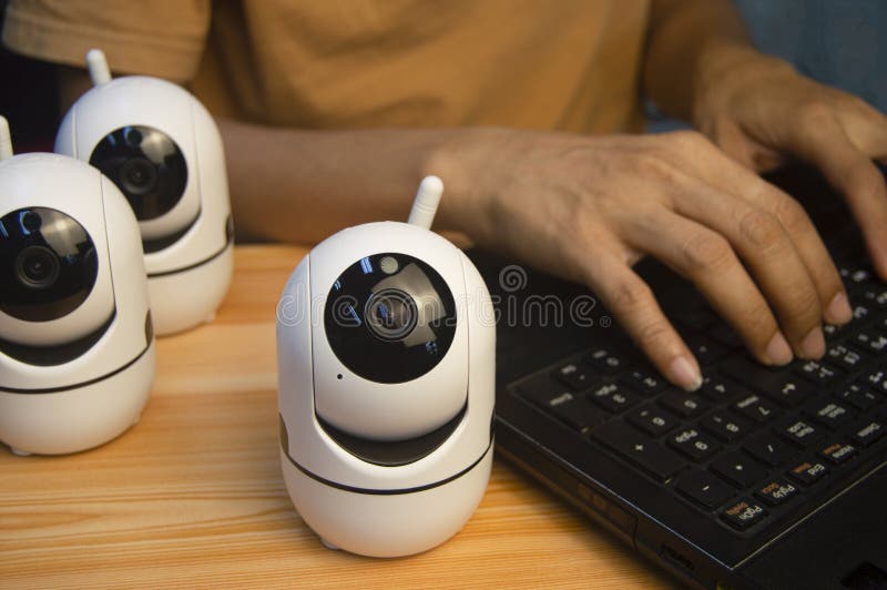 IP Camera Operator from the Computer, Set Up the IP Camera Stock Image ...