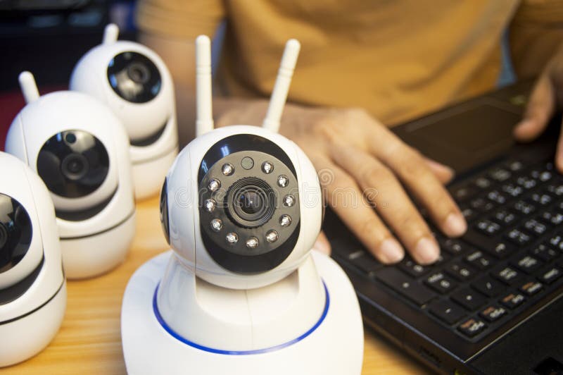IP Camera Operator from the Computer, Set Up the IP Camera Stock Image ...