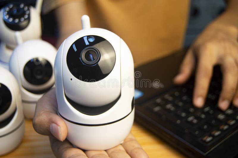 IP Camera Operator from the Computer, Set Up the IP Camera Stock Photo ...